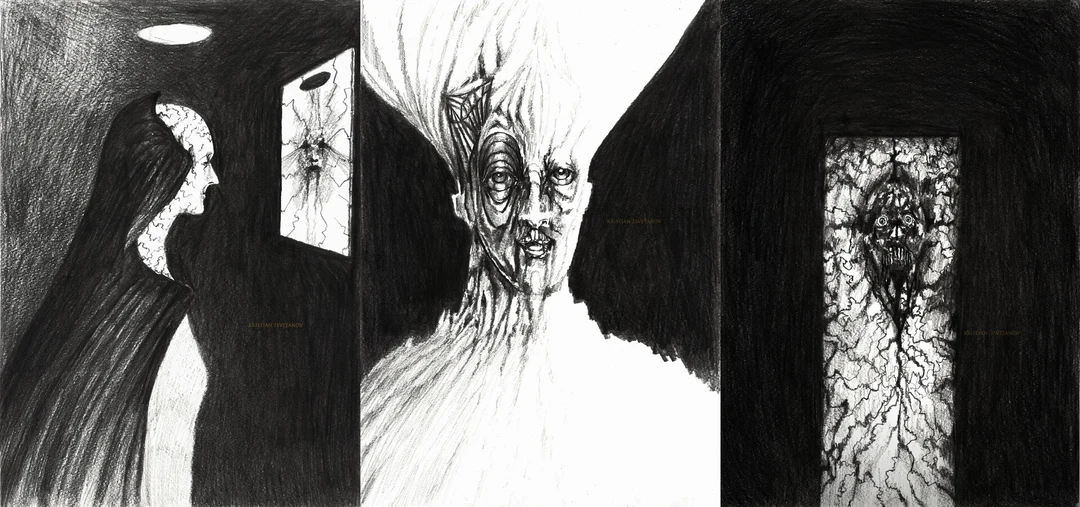 Drawing triptych, Me, Pencil on paper, 2023 | Scrolller