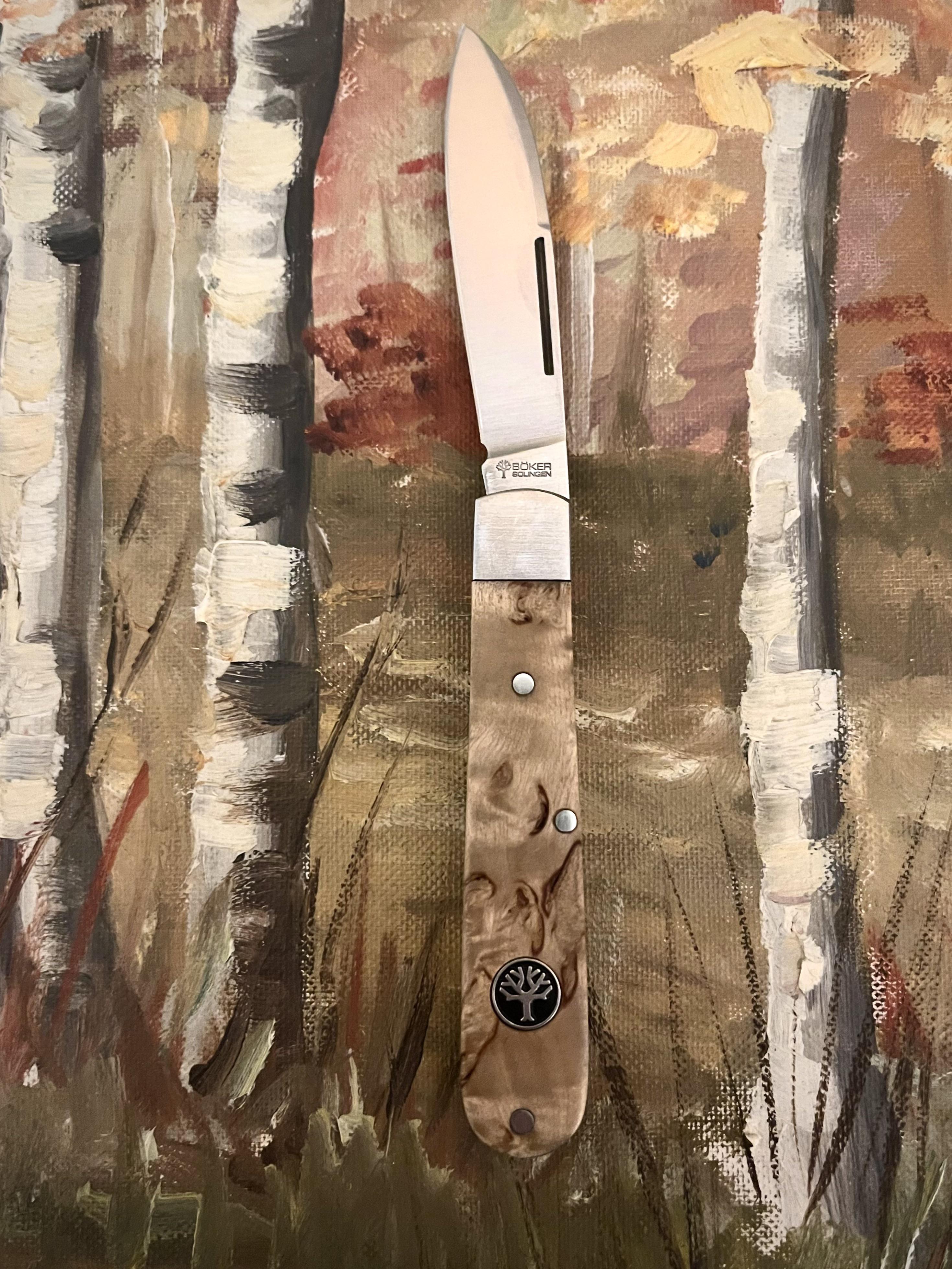 Boker Prime Barlow in Curly Birch and N690 | Scrolller