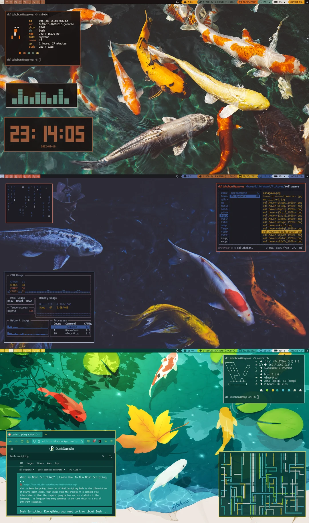 [I3gaps] ~ 🦐 First Linux install and rice. Hope you like Koi fish as ...
