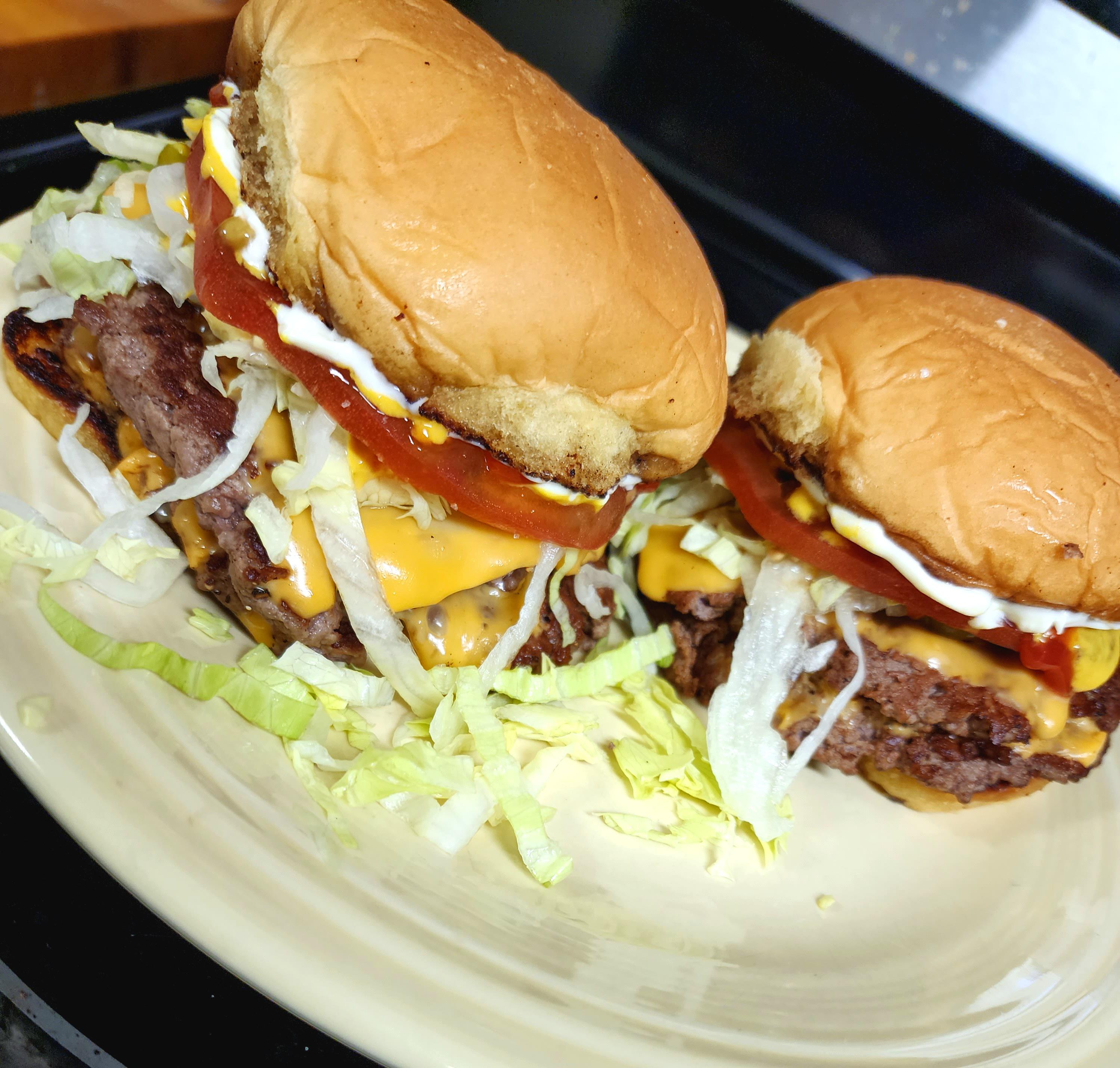 Sloppy double smashed burgers. | Scrolller