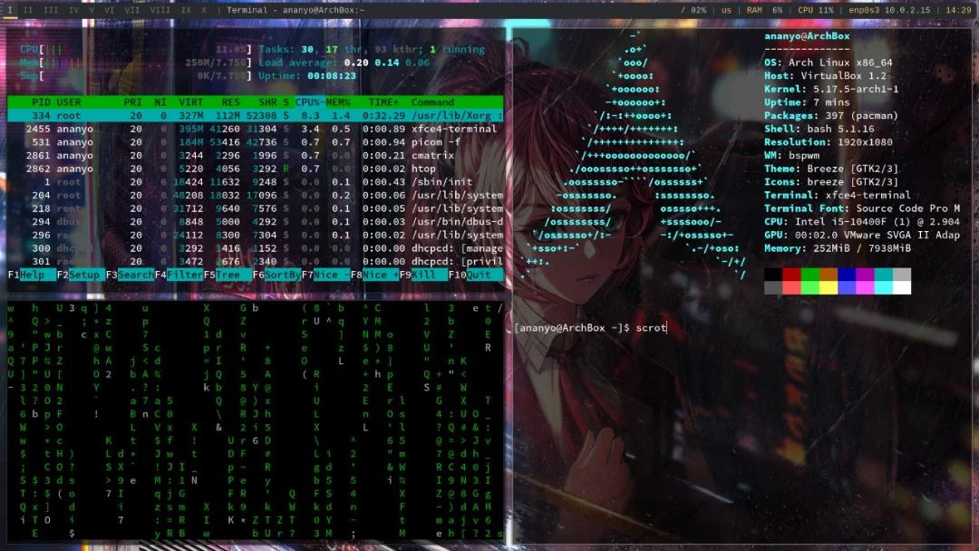 [BSPWM] My first ever Arch Rice (simplistic and inexperienced, but it's my first 🥺) | Scrolller