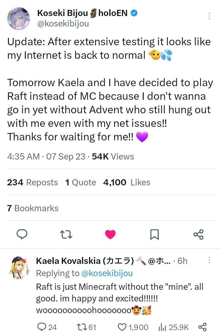 Biboo internet is back, 12hr Raft stream with Kaela! | Scrolller