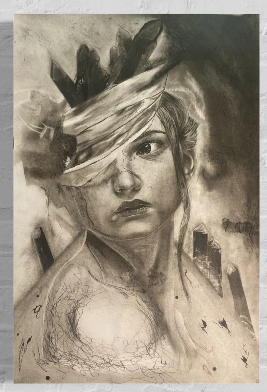 Lost in these self reflections, Brody Peck, charcoal, 2023 | Scrolller