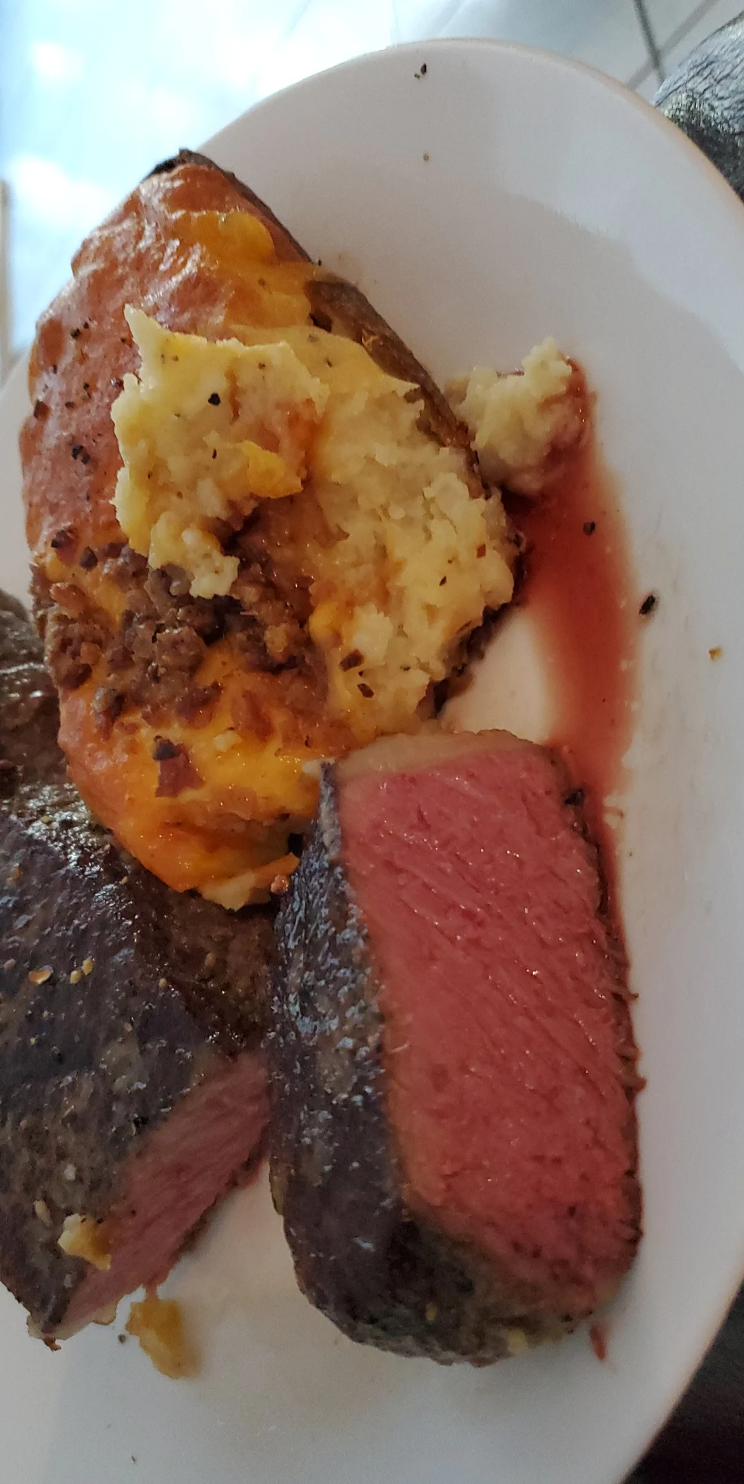 Wagyu NY Strip, 130.5 for 2 hours, finished in cast iron | Scrolller