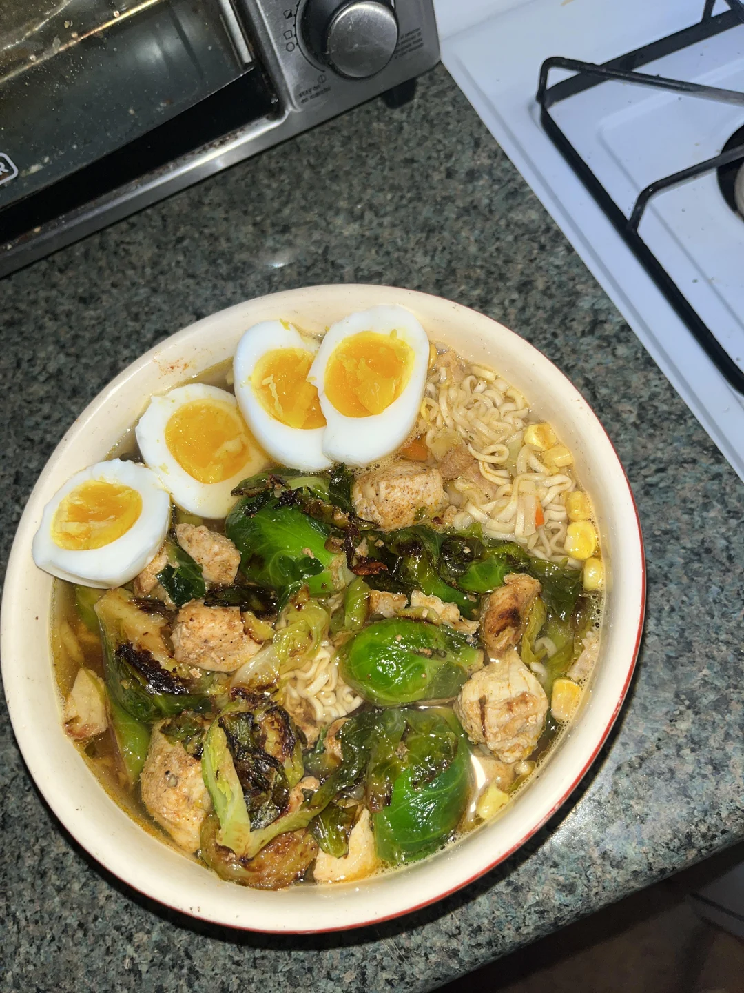 “Homemade” Ramen w/ Chicken and Brussel Sprouts | Scrolller
