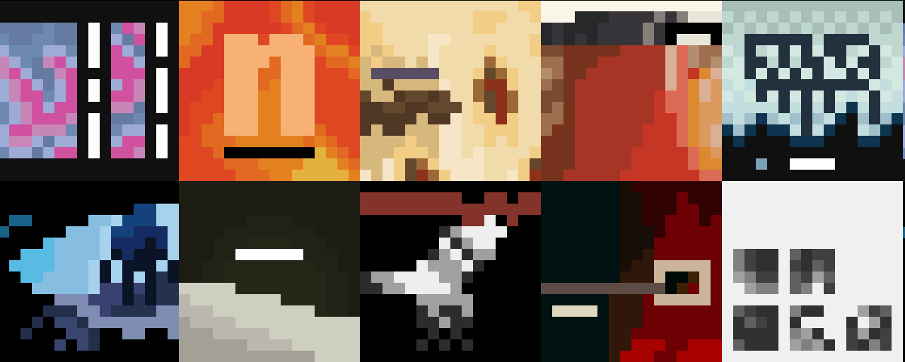Pixel art I made of all NIN album covers. Every cover is 16x16 pixels | Scrolller