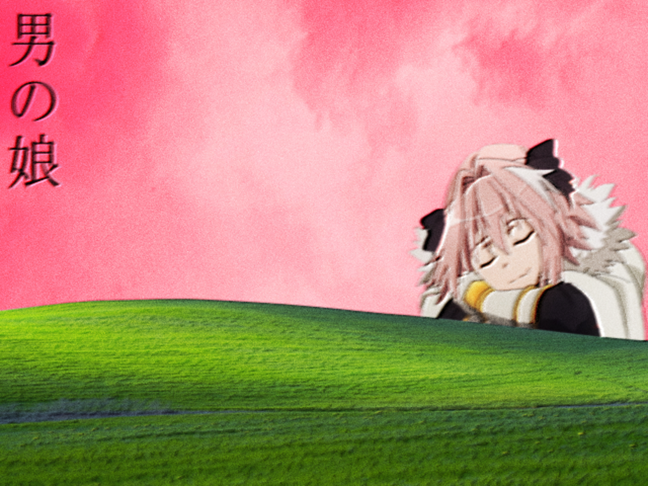 An aesthetic version of Bliss (the Windows XP default Wallpaper) starring best Fate boi himself ...