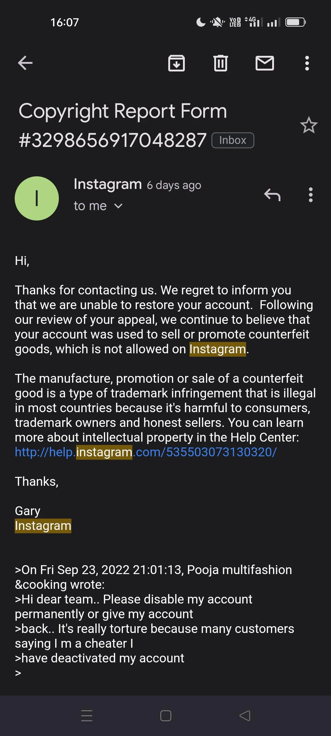 Did anyone got this mail and anyone got their account back.. please kindly reply to my question ...