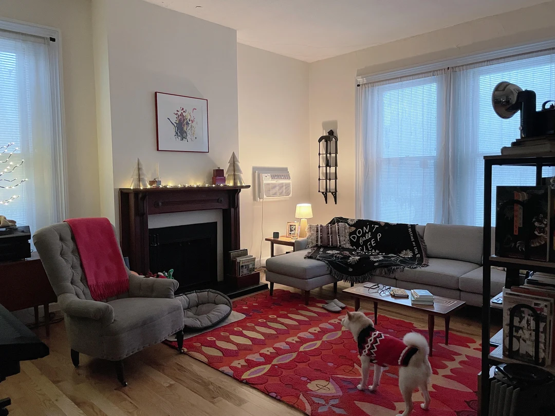 Our cozy living room. If only we could use the fireplace. | Scrolller