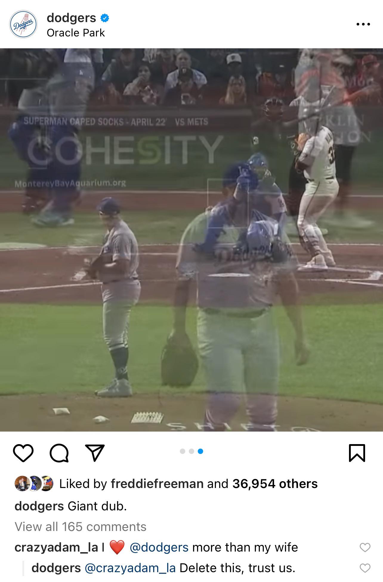 Lol. The featured comment on this dodgers instagram post. | Scrolller