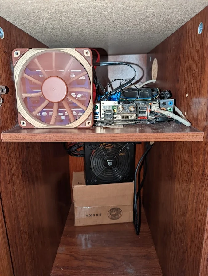 IDK if this really counts as SFF but I want to show off my home server that lives inside my desk ...