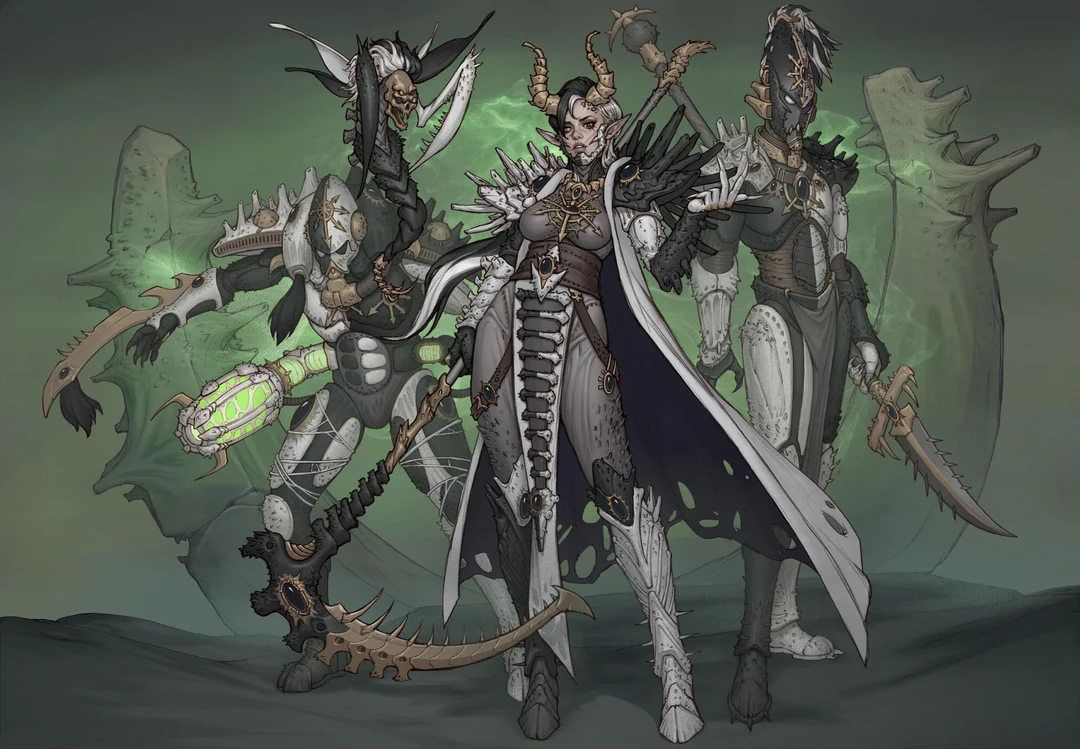 [Commission] Farseer Nehilliae and Chaos Eldar of Malice, NPC for my campaign, drawn by ...