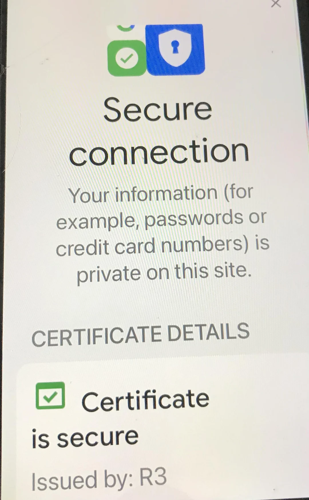 Security certificate pop-up | Scrolller