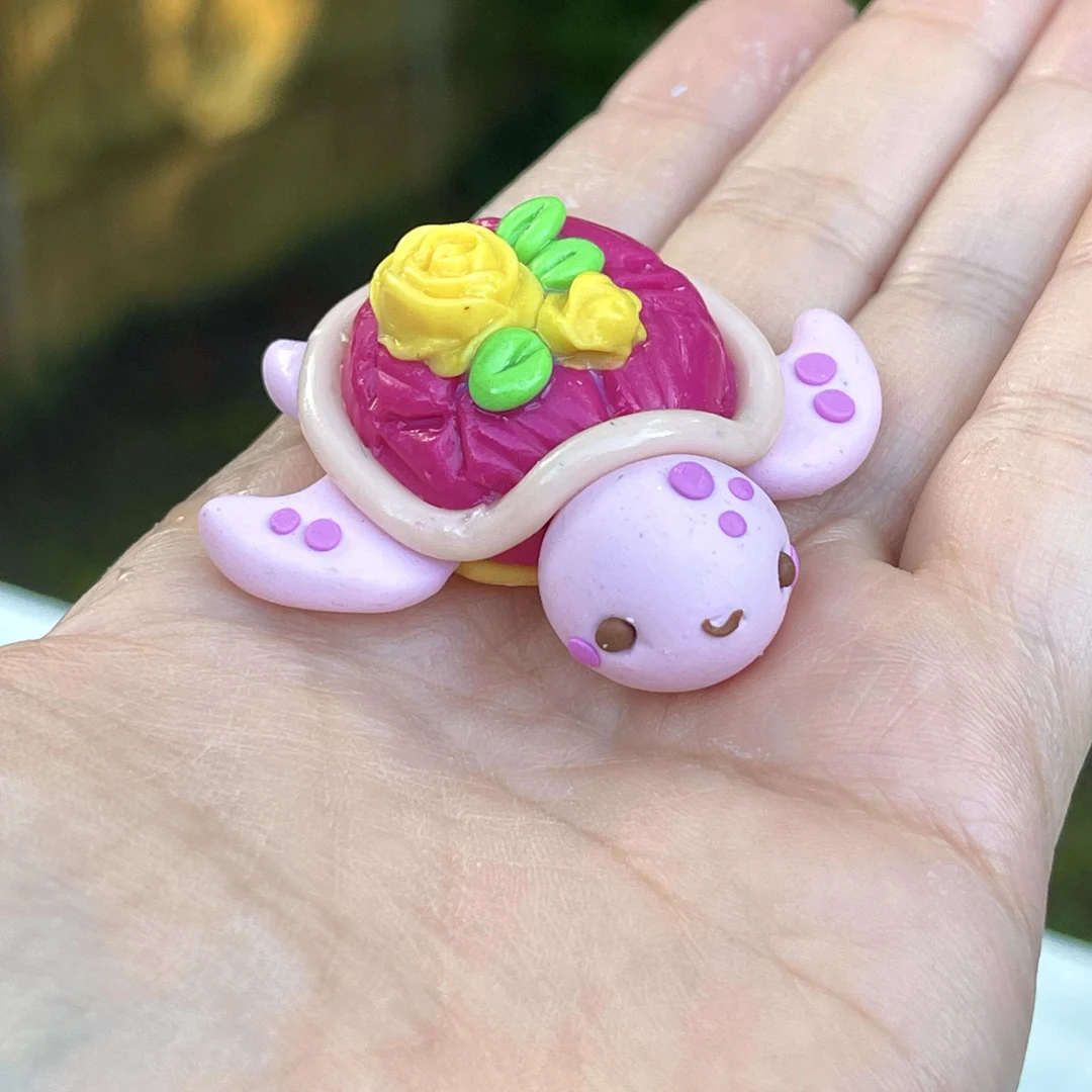 Rose Themed Turtle, Paige Keiser, Polymer Clay, 2023 | Scrolller