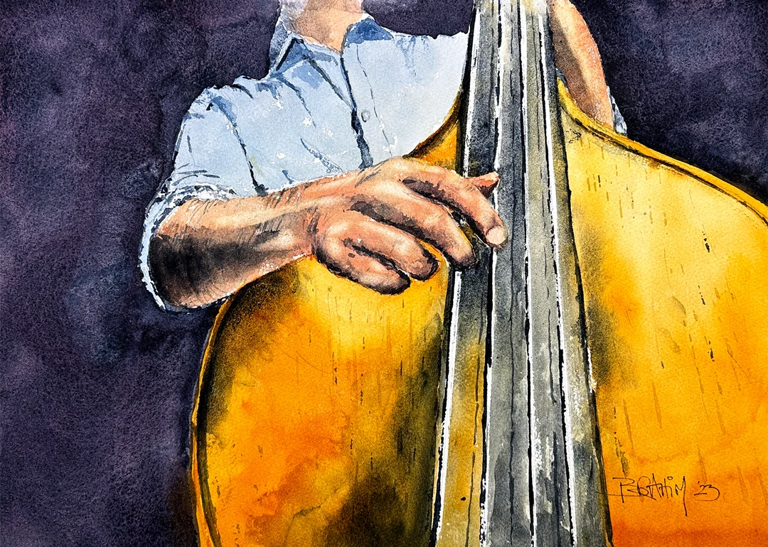 Bass Player, Me, Watercolor, 2023 | Scrolller