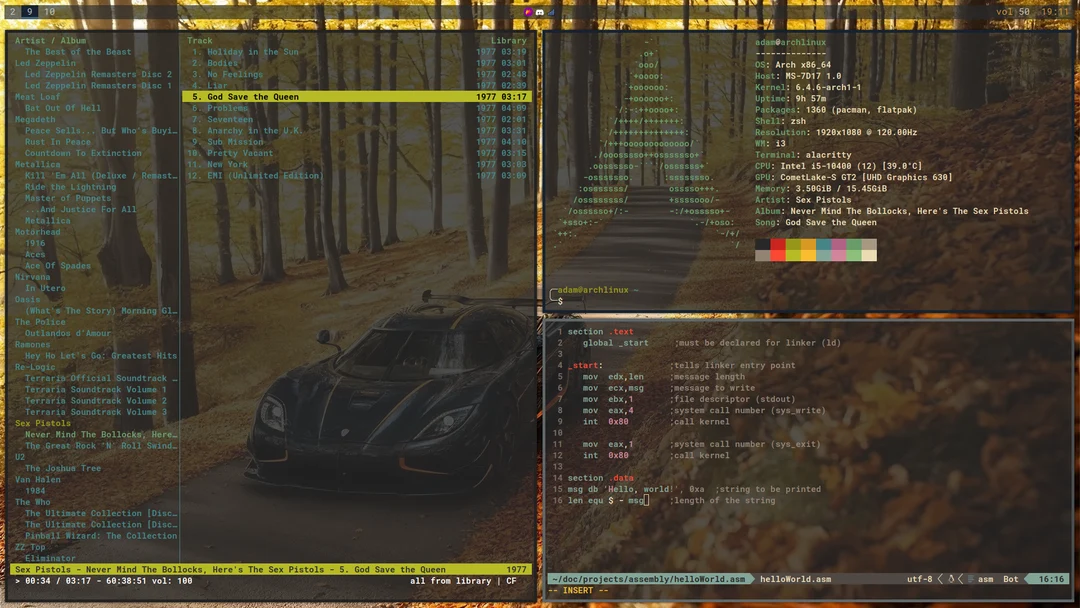 [i3/Polybar] Cars and Code. | Scrolller