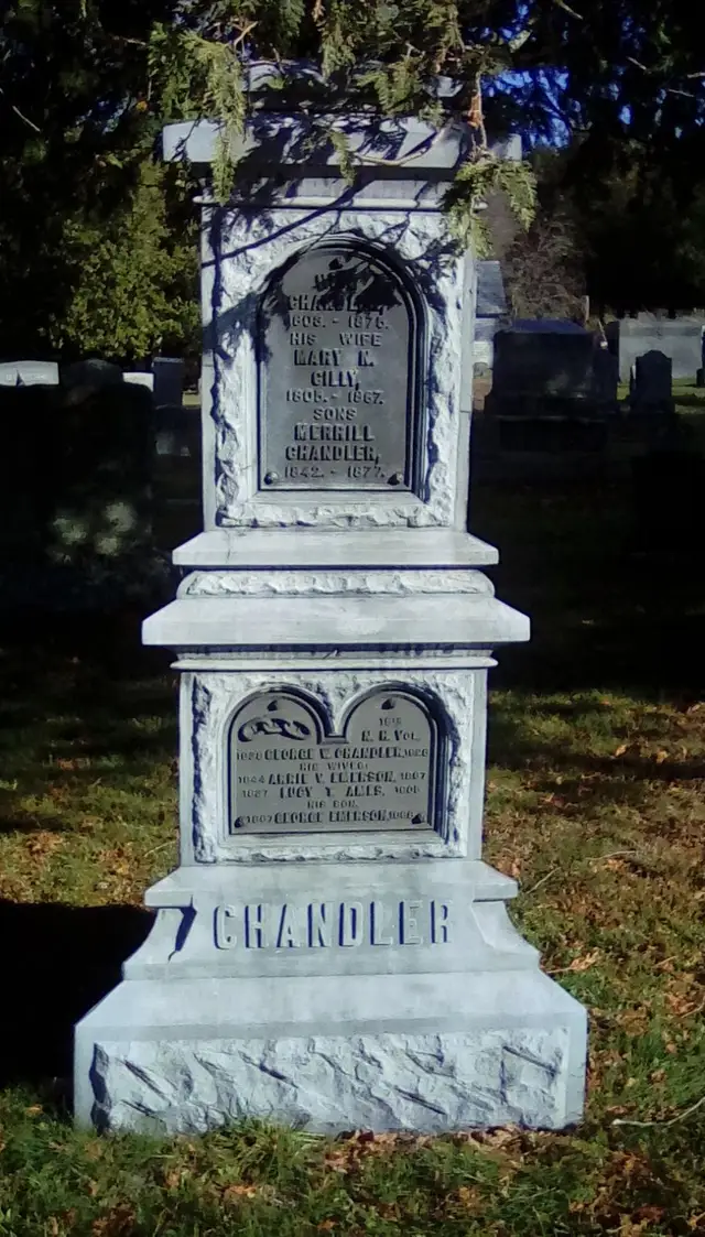 Unusual 3-sided zinc memorial for the Chandler family, Piermont, NH | Scrolller