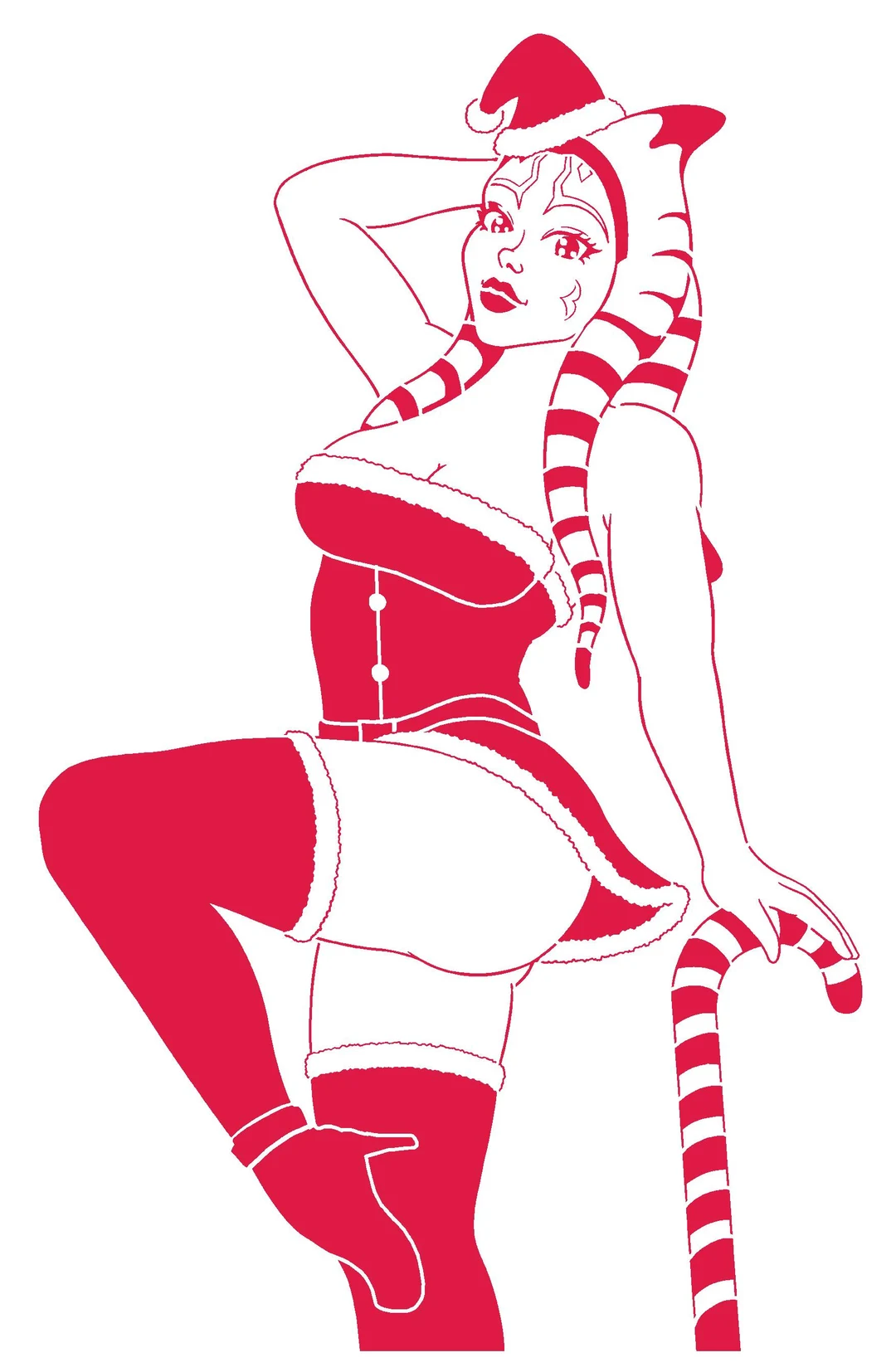 Ahsoka Tano stencil (Merry Christmas) | Scrolller