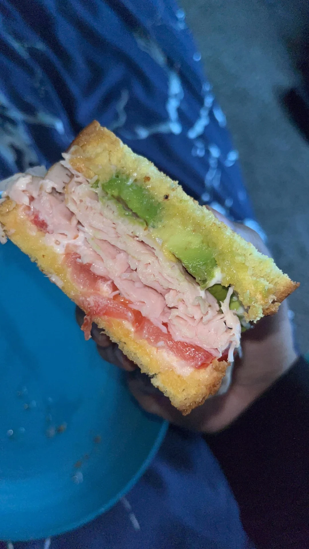 Avocado, Turkey, & tomato on potato [bread] | Scrolller