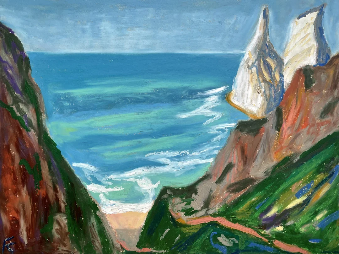 Cabo da Roca, oil pastels painting | Scrolller