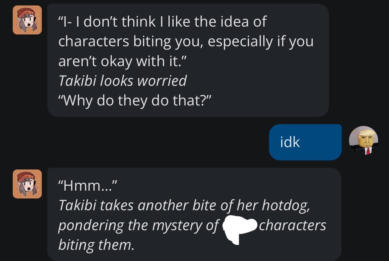 I TOLD YOU CHARACTERS, STOP BITING ME | Scrolller