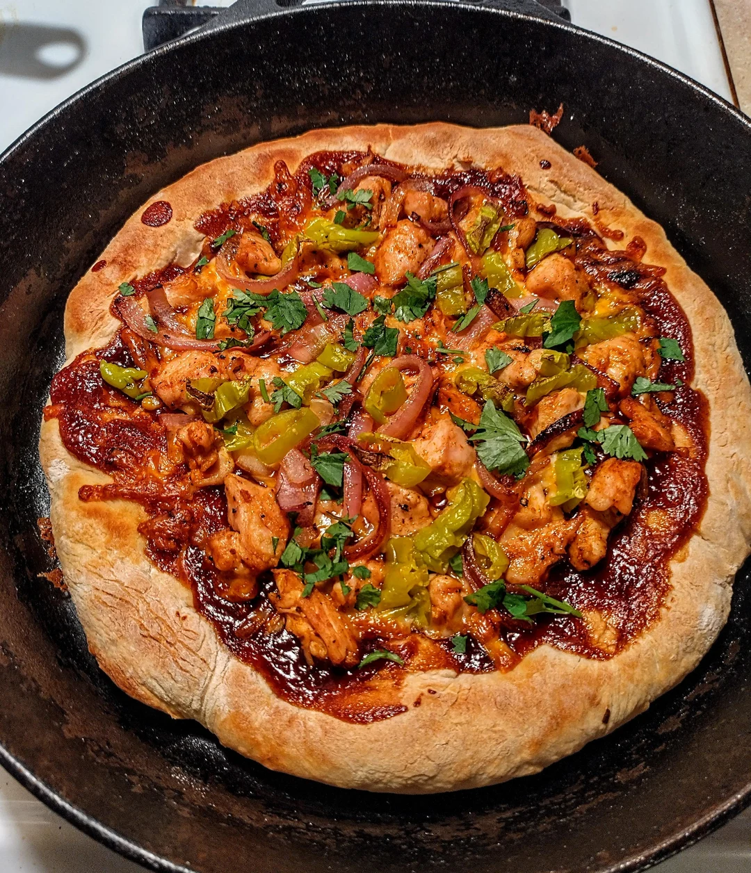My first attempt at a Cast Iron (BBQ Chicken) Pizza. | Scrolller