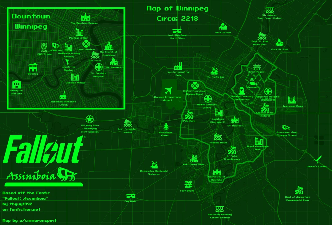 Map of Winnipeg in my Fanfic turned TTRPG Fallout: Assiniboia | Scrolller