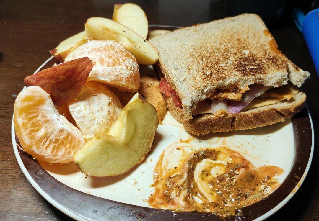 Small Lunch today, made a sandwich and some fruits | Scrolller