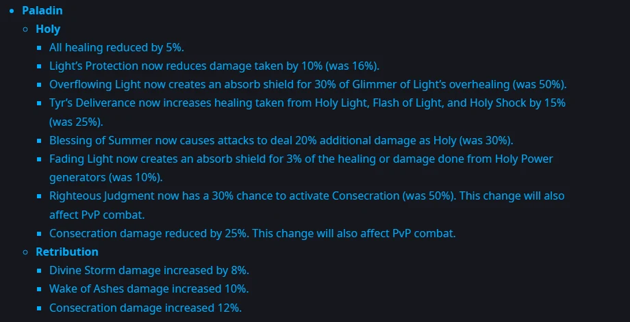 More Holy Paladin nerfs. Is this the end of Holy? (At least we get a Ret buff) | Scrolller