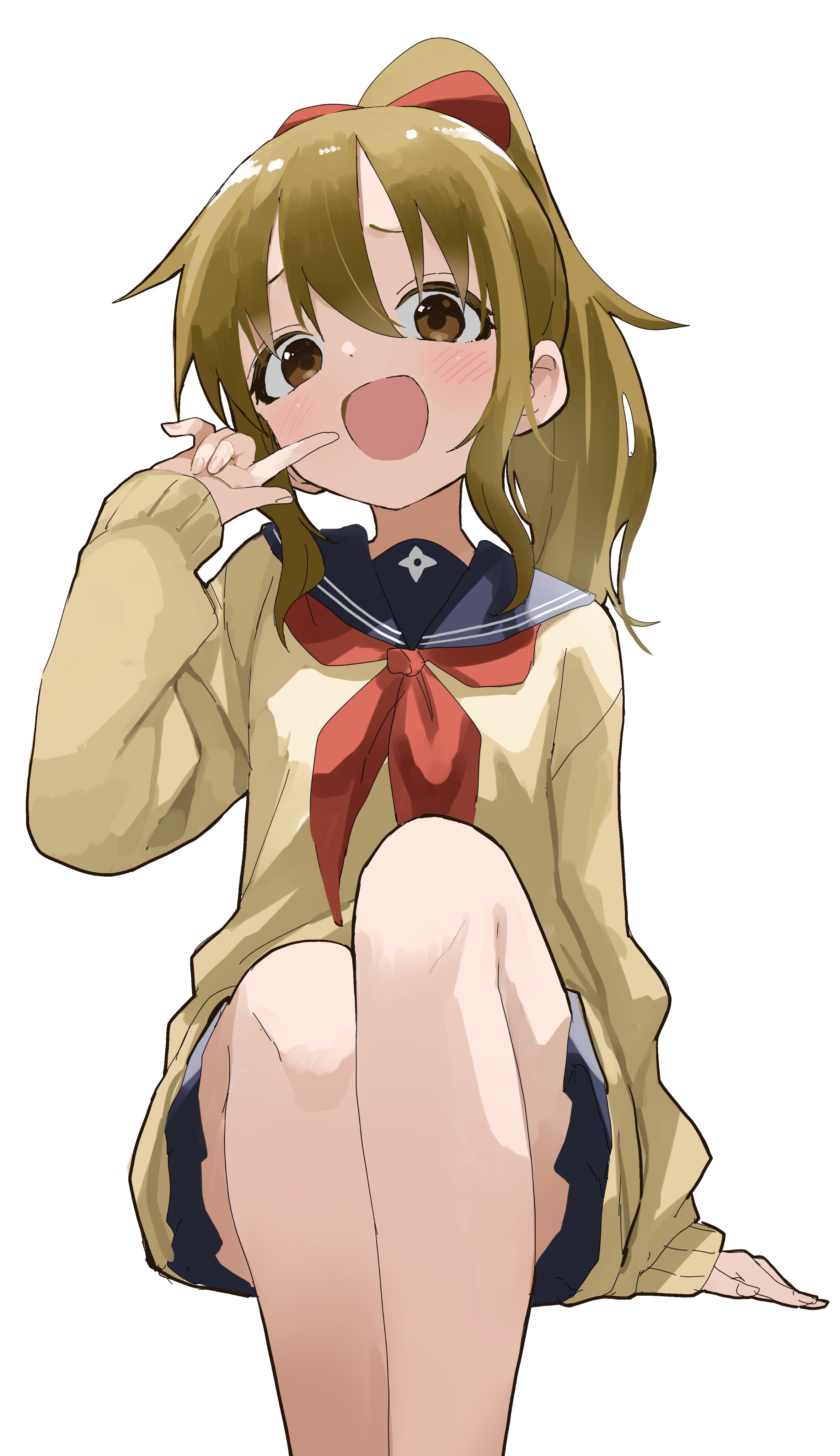 [ART] Hinagiku in Sailor School Uniform with Cardigan (Kunoichi Tsubaki no Mune no Uchi) | Scrolller