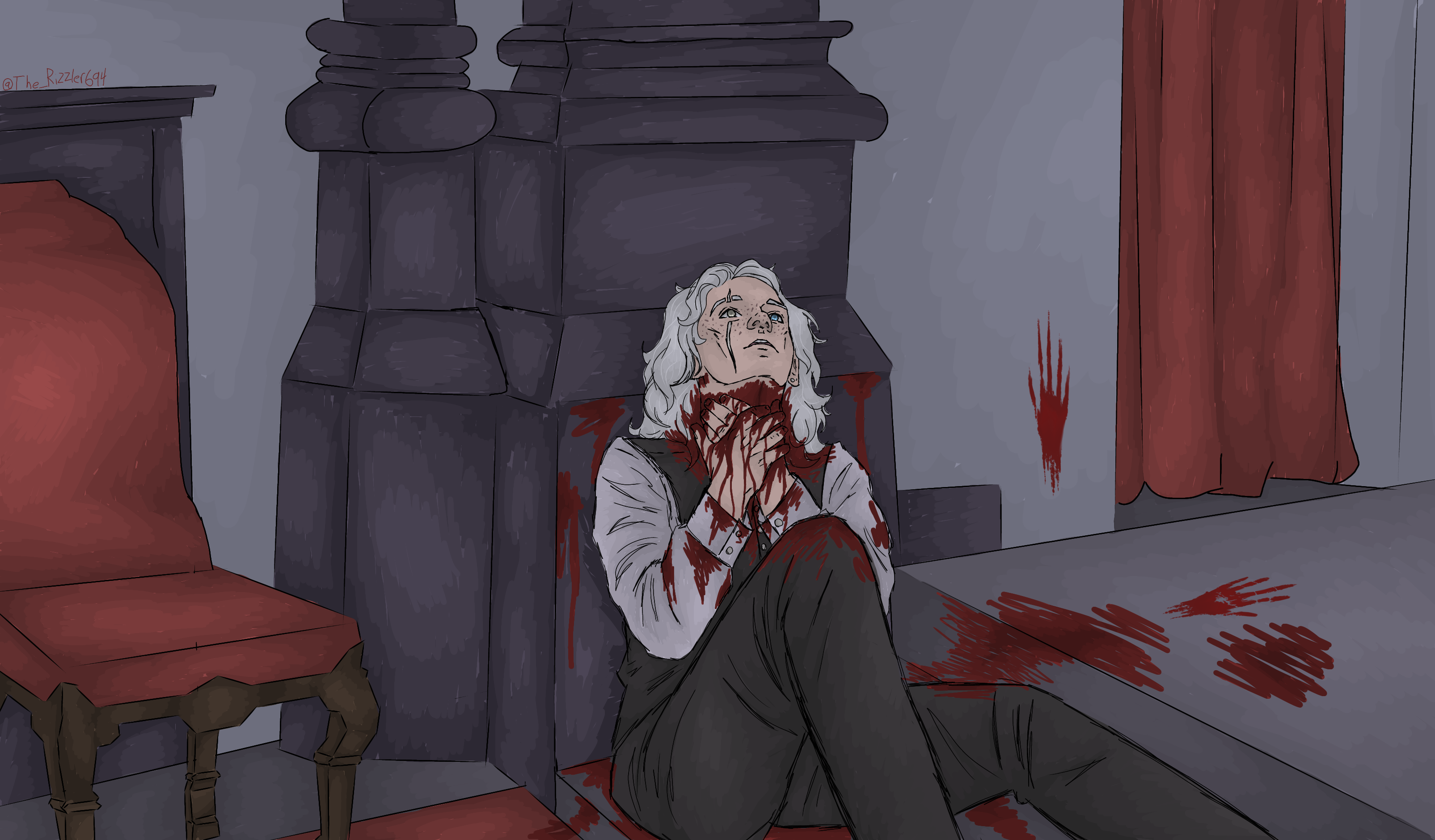 Here is this finished dream drawing (warning blood) | Scrolller