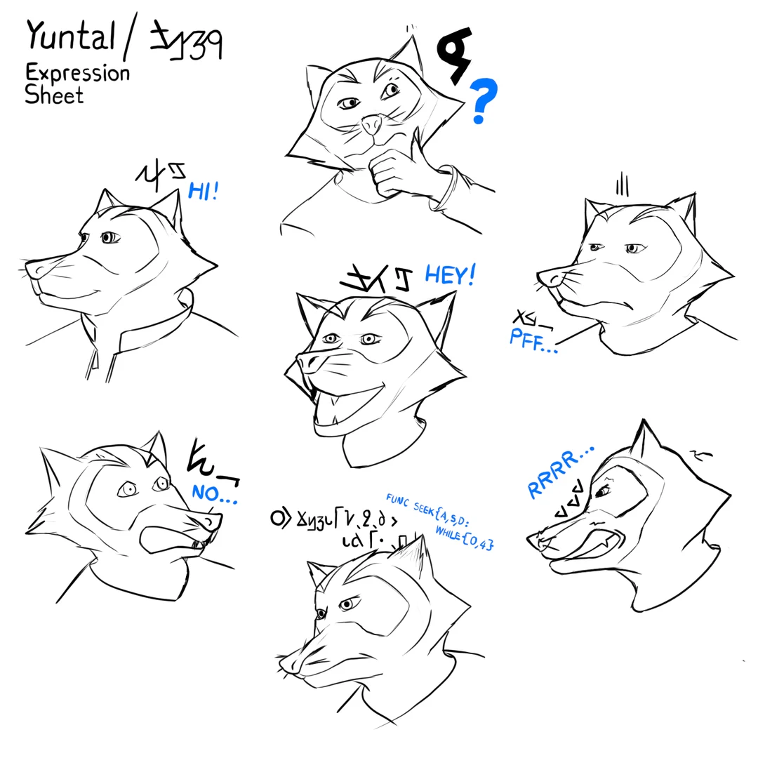 An expression sheet for my OC, Yuntal the Raccoon [OC] | Scrolller
