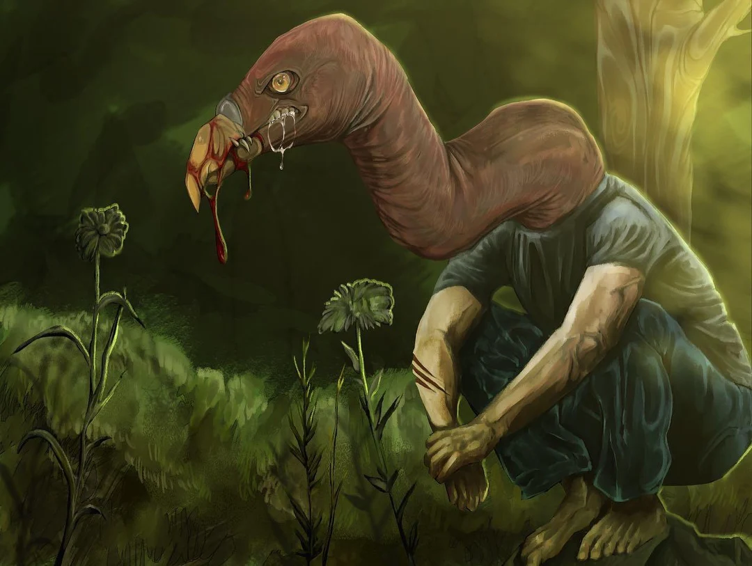 Vulture man hiding in the swamp, me, digital, 2022 | Scrolller