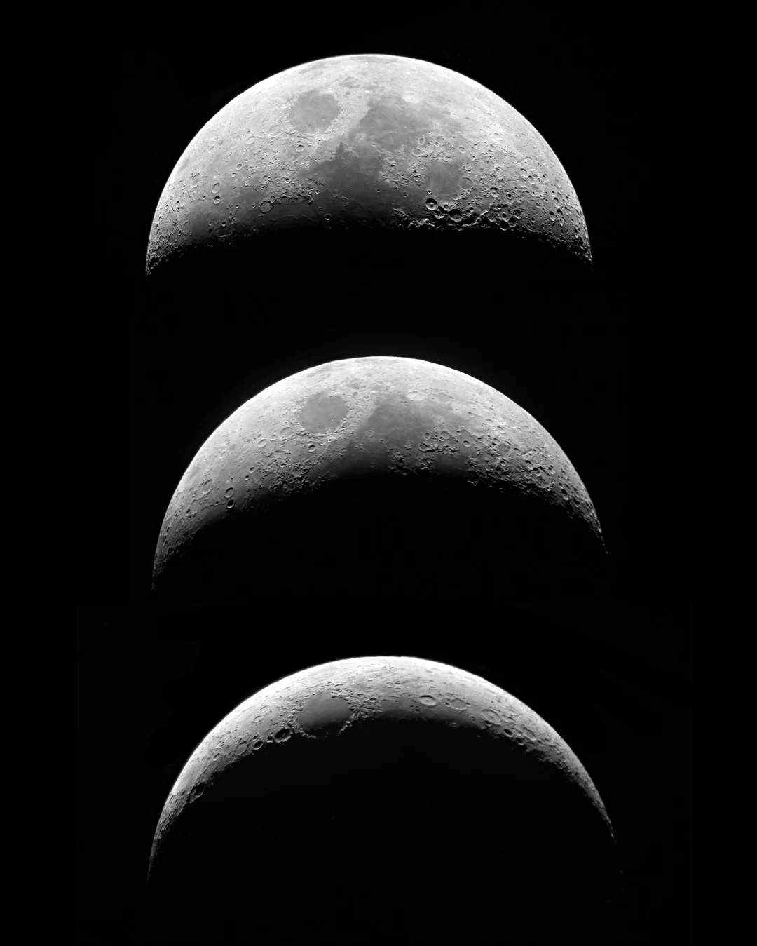 Moon phases captured with my 4" telescope and smartphone | Scrolller