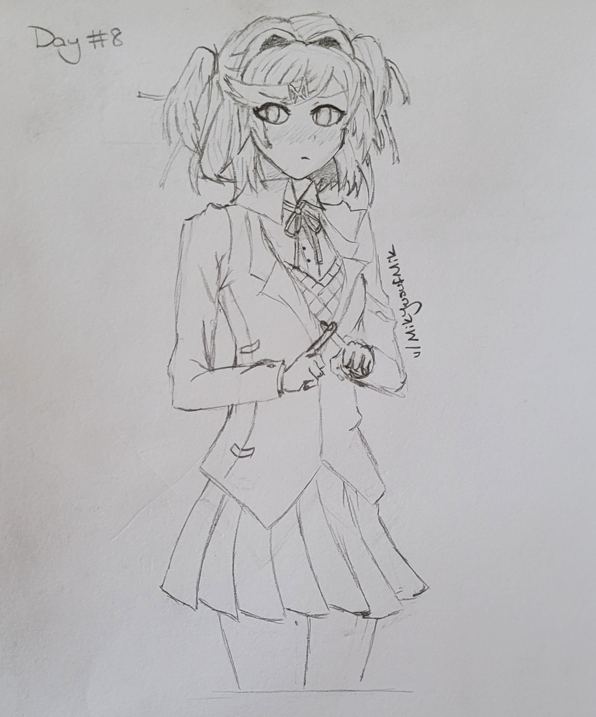 Day #8 of drawing Natsuki without any prior experience! | Scrolller