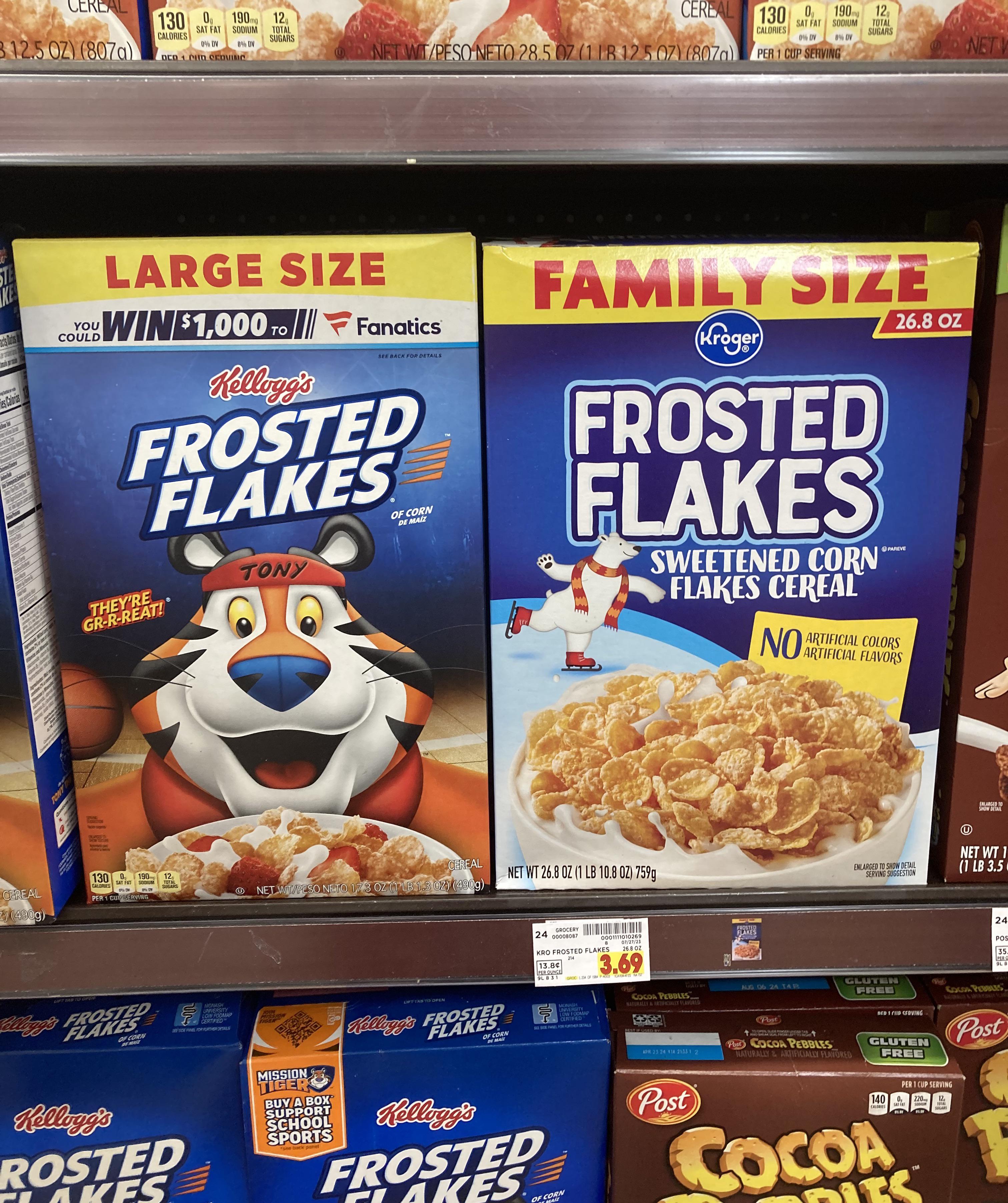 Generic Frosted Flakes are called Frosted Flakes | Scrolller