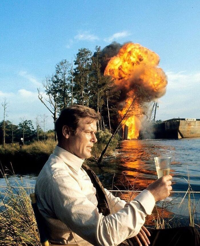 Roger Moore On The Set Of The 1973 Bond Movie ’live & Let Die’ | Scrolller