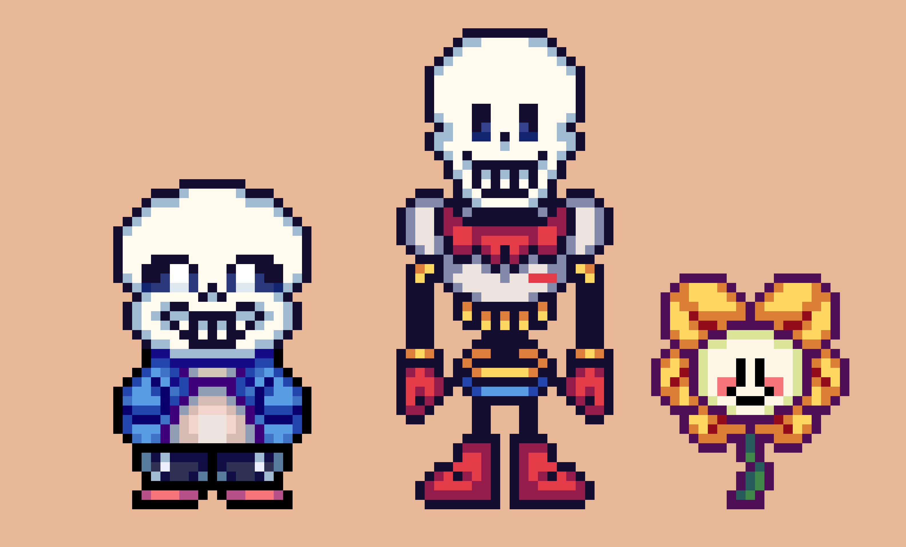 My take on Sans, Papyrus, and Flowey sprite!! | Scrolller
