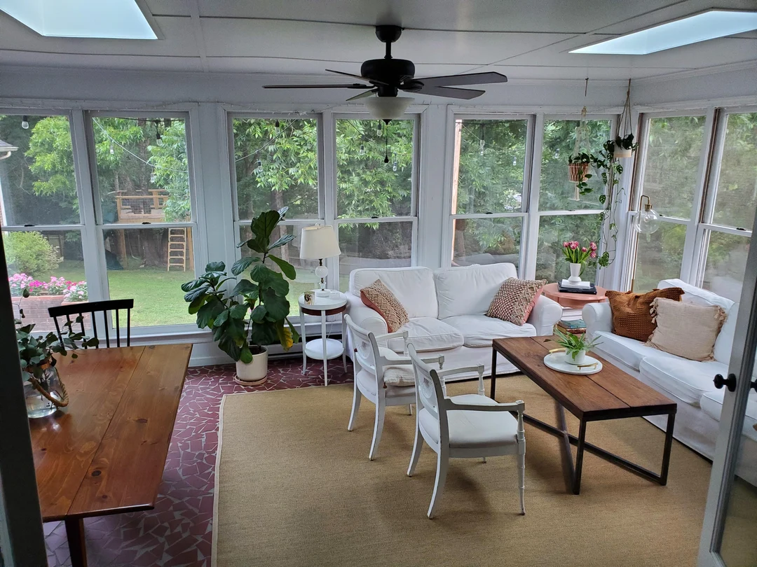 Enjoying some coffee in our cozy sunroom before it gets too hot. | Scrolller