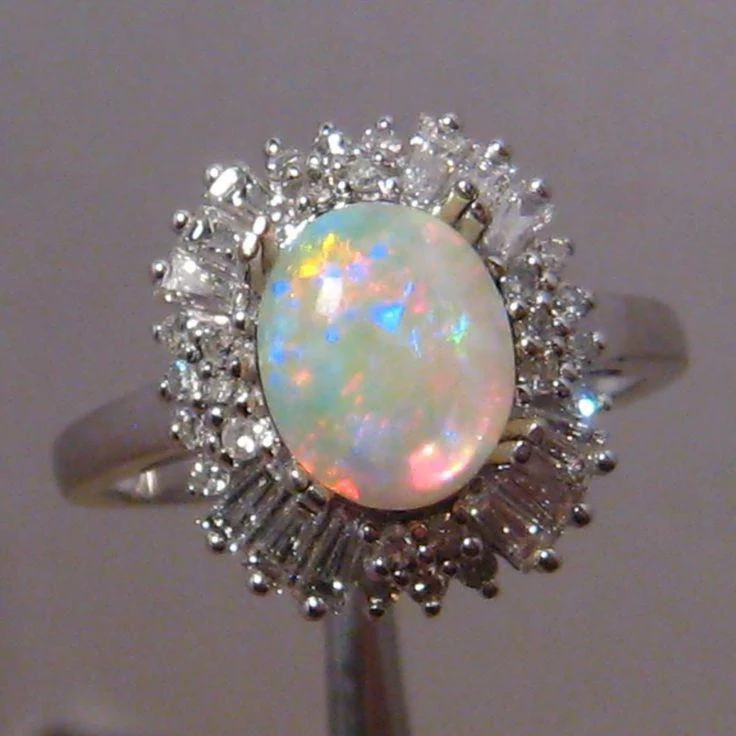 White Opal And Diamond Ring | Scrolller