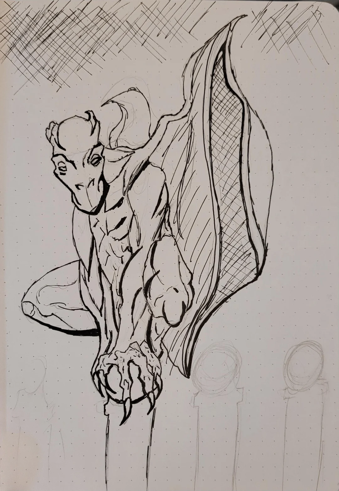 Gargoyle, Me, ink, 2022 | Scrolller