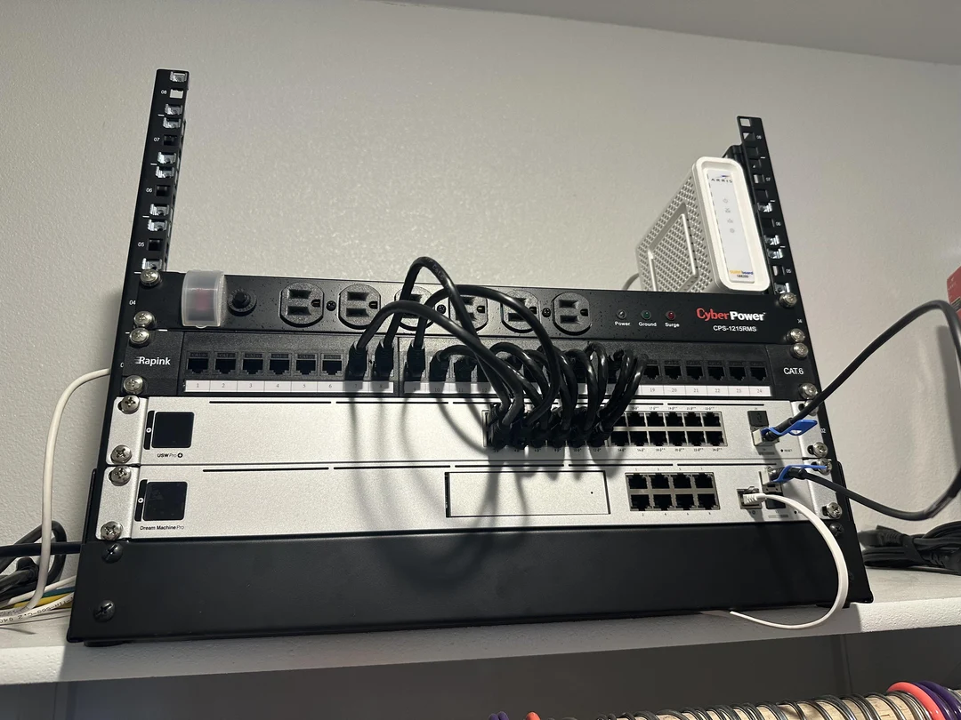 Start of the journey - patch cables all in, about to run power, then calling the ISP to switch ...