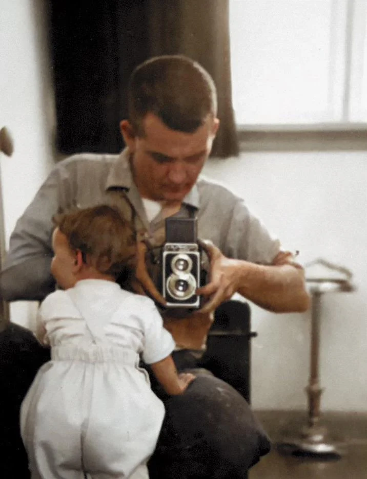 The original selfie. Colourized photo of my Papa taking a picture on ...