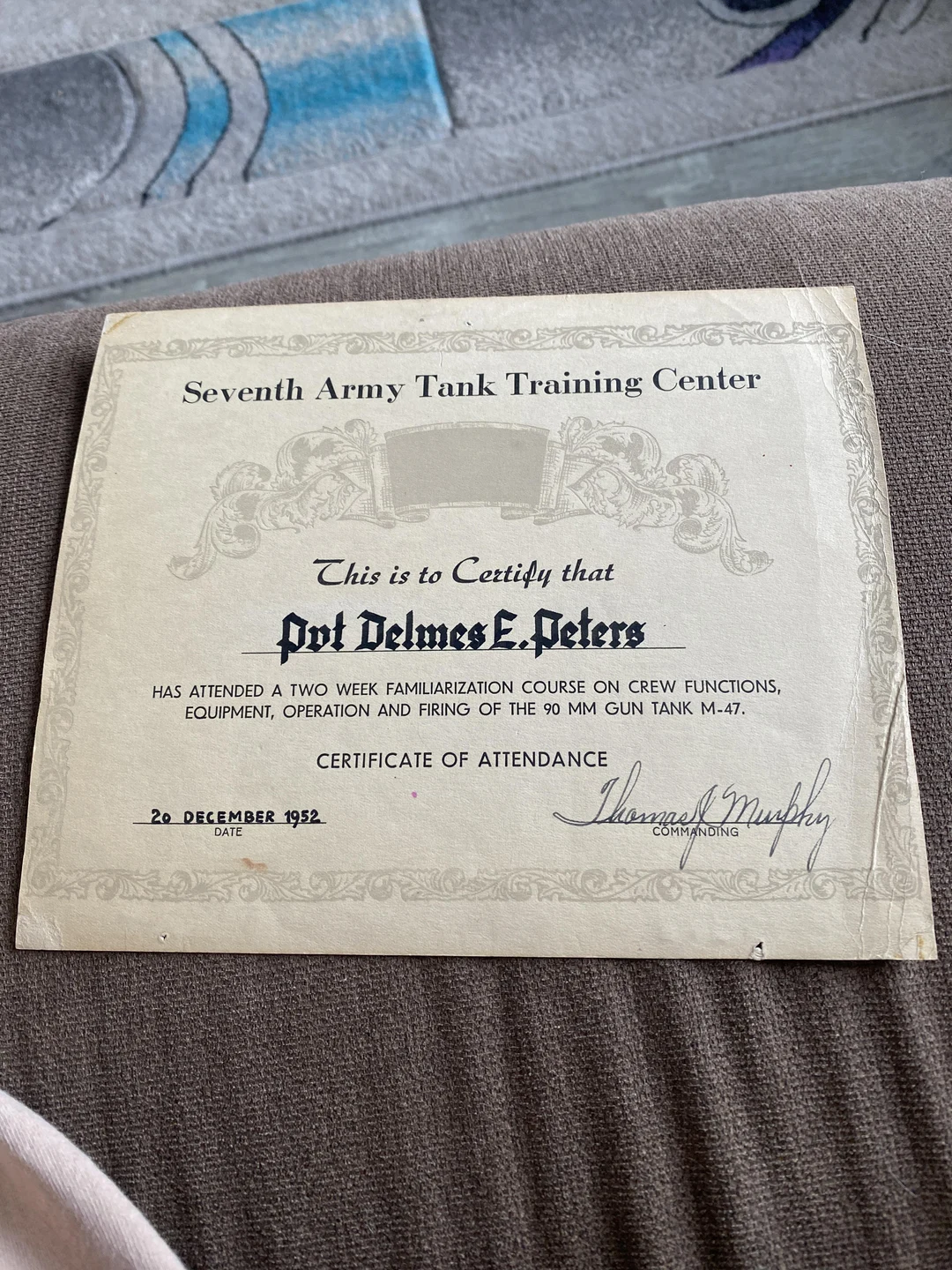 Tank training certification from 1952 (Grandpa) | Scrolller