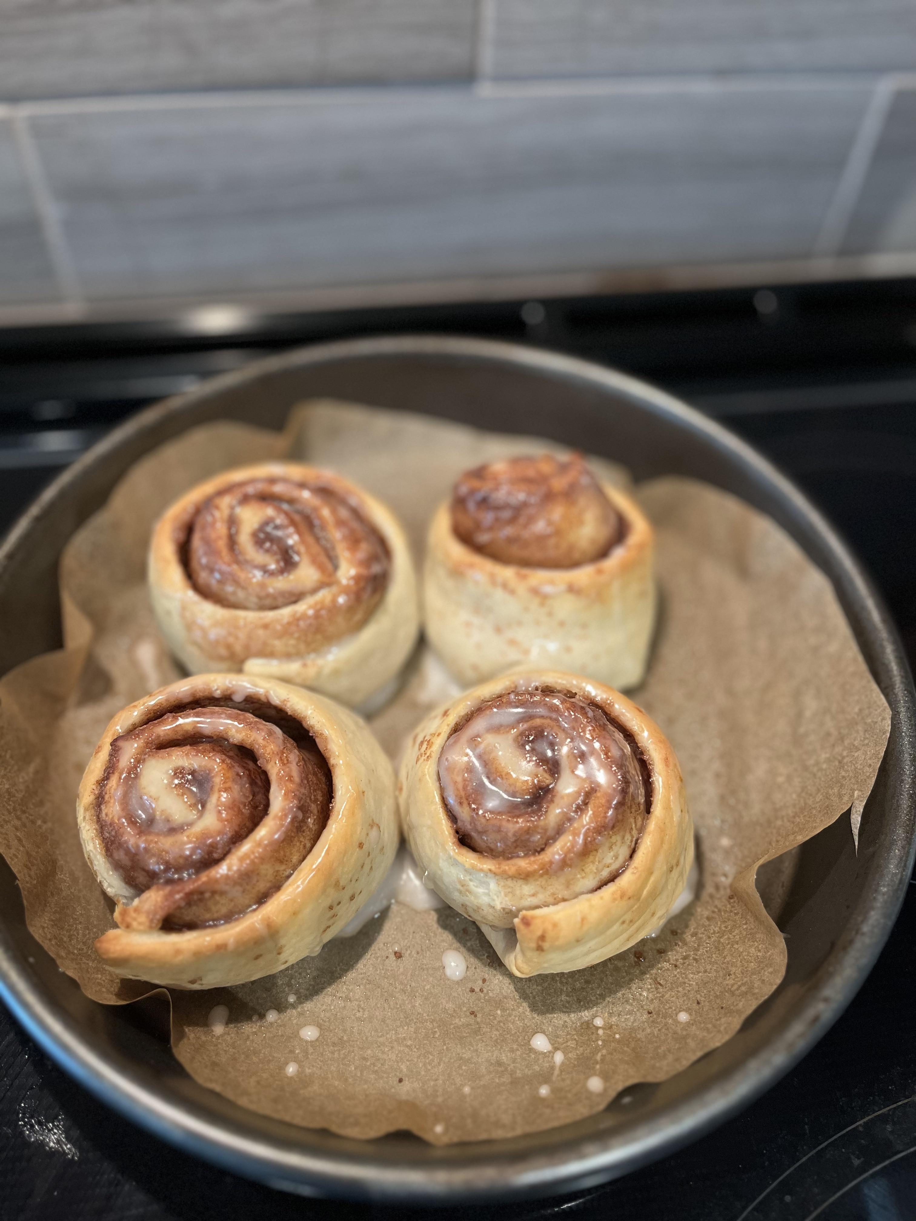 First time making cinnamon rolls, they aren’t the prettiest but tasted ...