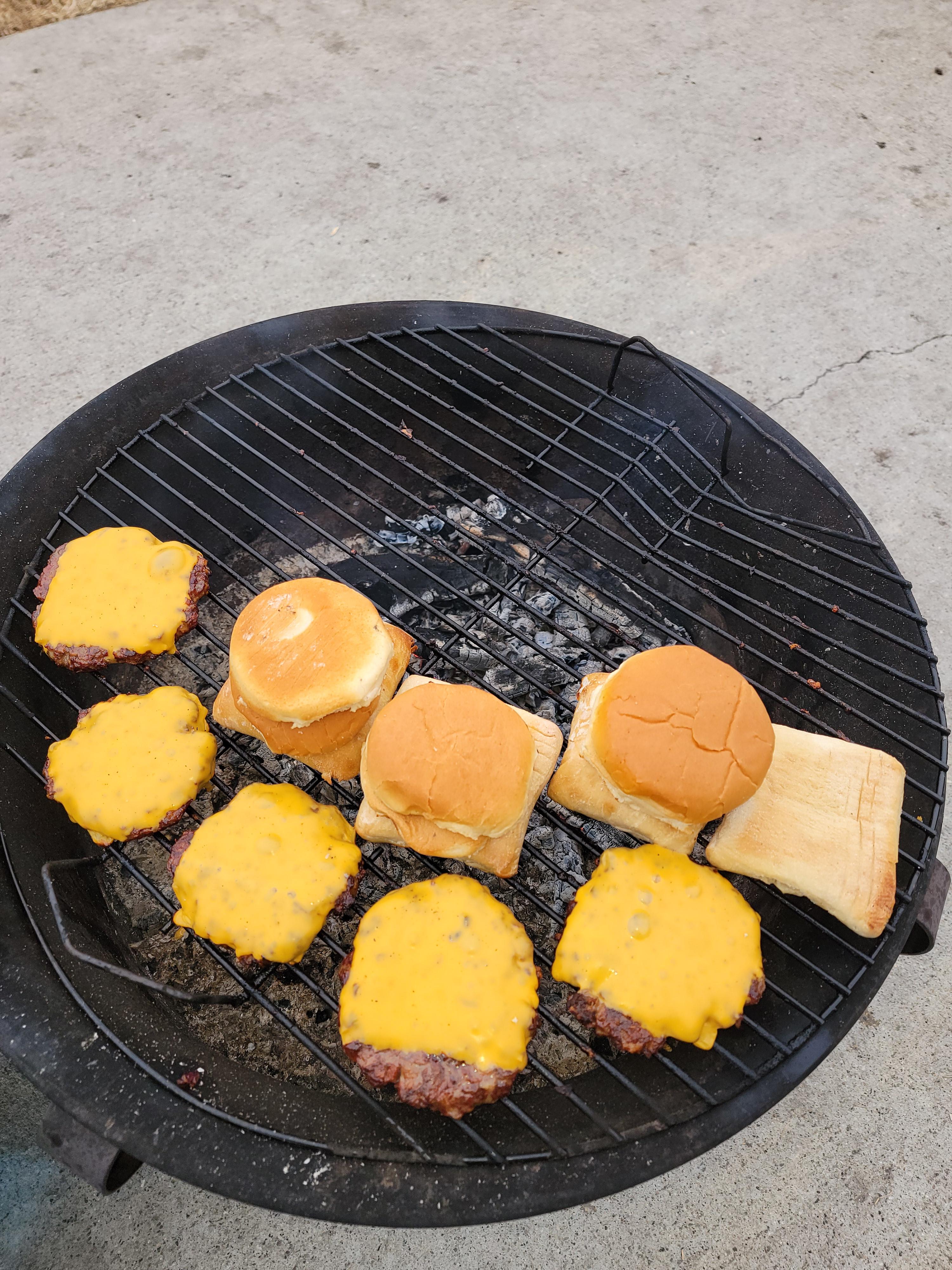 Fire grilled burgers (diced thick cut bacon, onion, and fresh parmasen) mixed in | Scrolller
