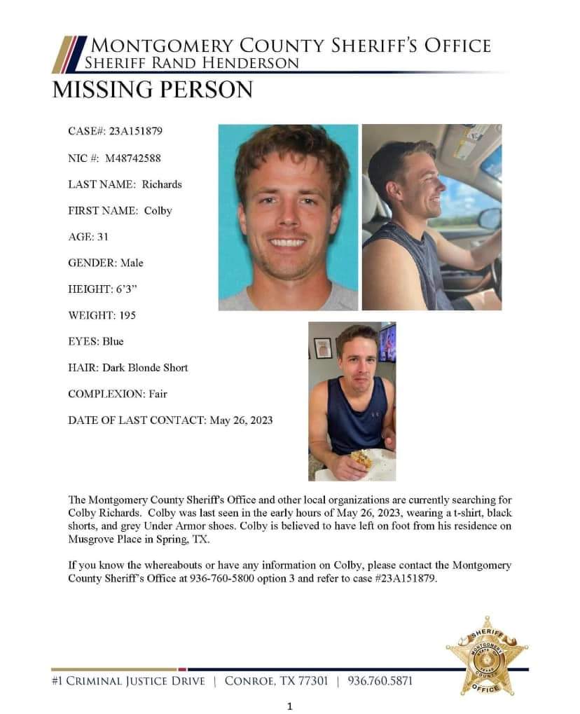 Missing person in the Woodlands area - Colby Richards | Scrolller