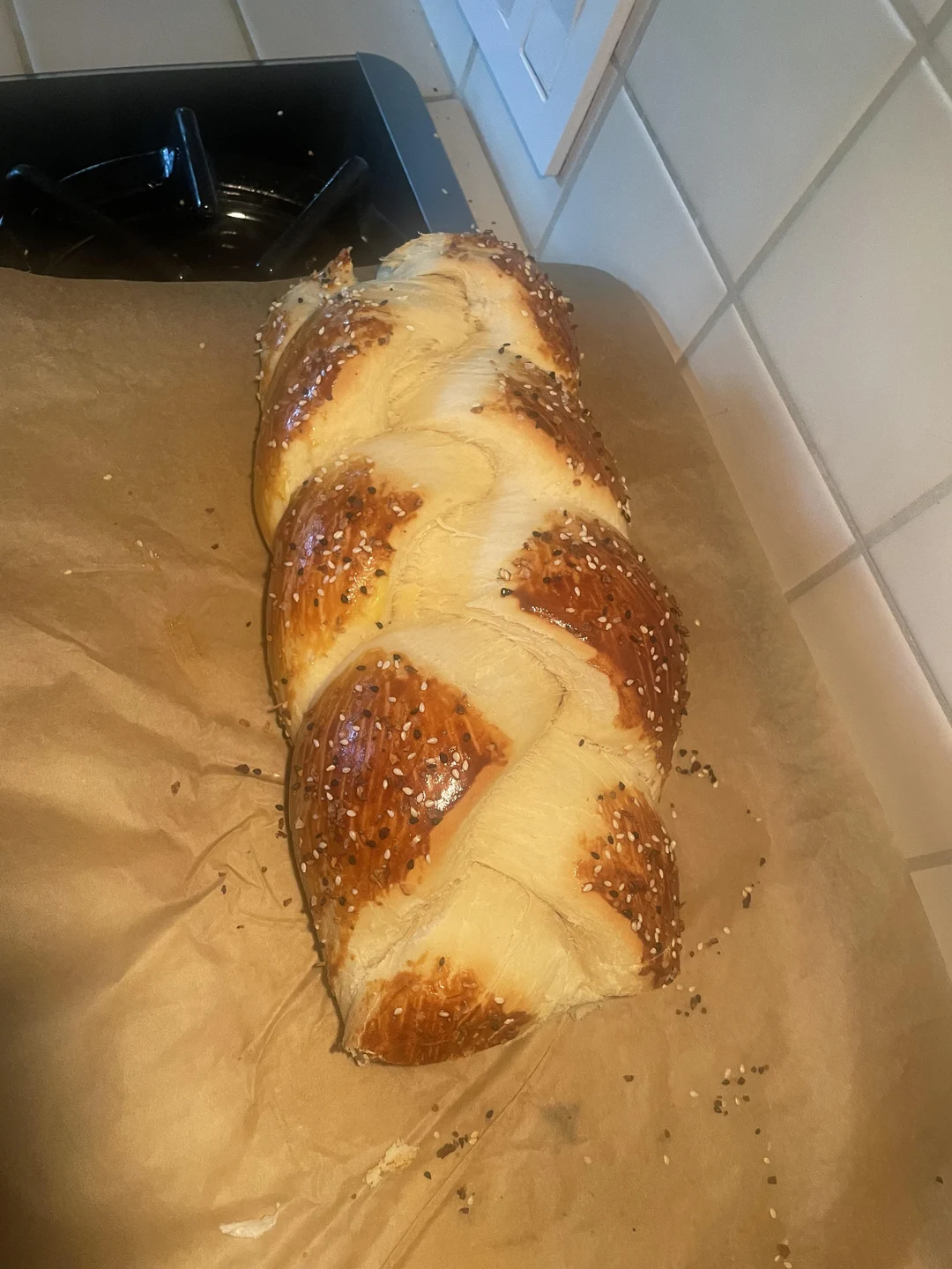 My first challah bread. (Okay, so I thought it would be good with everything bagel seasoning ...