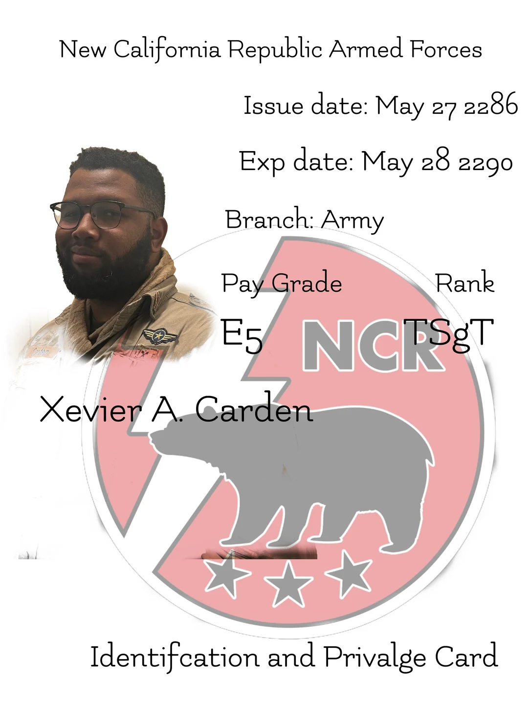 NCR Trooper ID card. Circa 2286 | Scrolller