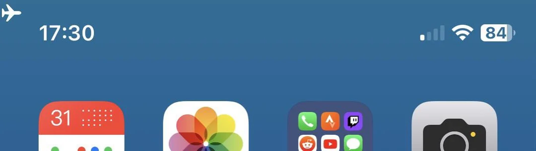 Airplane icon shows in top left corner when airplane mode is off. | Scrolller